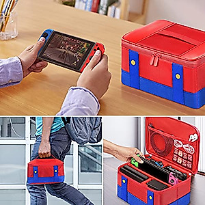 Larstylee Switch Carry Case, Storage Carrying Case Compatible With Nintendo Switch/Switch OLED Soft Shell Protective Travel Case for Switch Console Pro Controller & Accessories