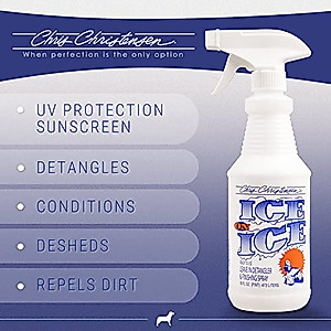 Chris Christensen Ice on Ice Detangler and Finishing Dog Spray, Groom Like a Professional, Ready to Use, Helps Brush/Comb Glide Through Coat, Conditions, No Residue, All Coat Types, Made in USA, 16 oz
