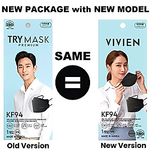KN FLAX [10Packs] KF94 Black - Face Protective Mask for Adult (Black) [Made in Korea] [10 Individually Packaged] TRY Premium KF94 Certified Face Safety Black Dust Mask for Adult