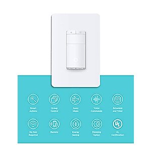 Kasa Smart Motion Sensor Switch, Dimmer Light Switch, Single Pole, Needs Neutral Wire, 2.4GHz Wi-Fi, Compatible with Alexa & Google Assistant, UL Certified, No Hub Required(ES20M) White 1-Pack