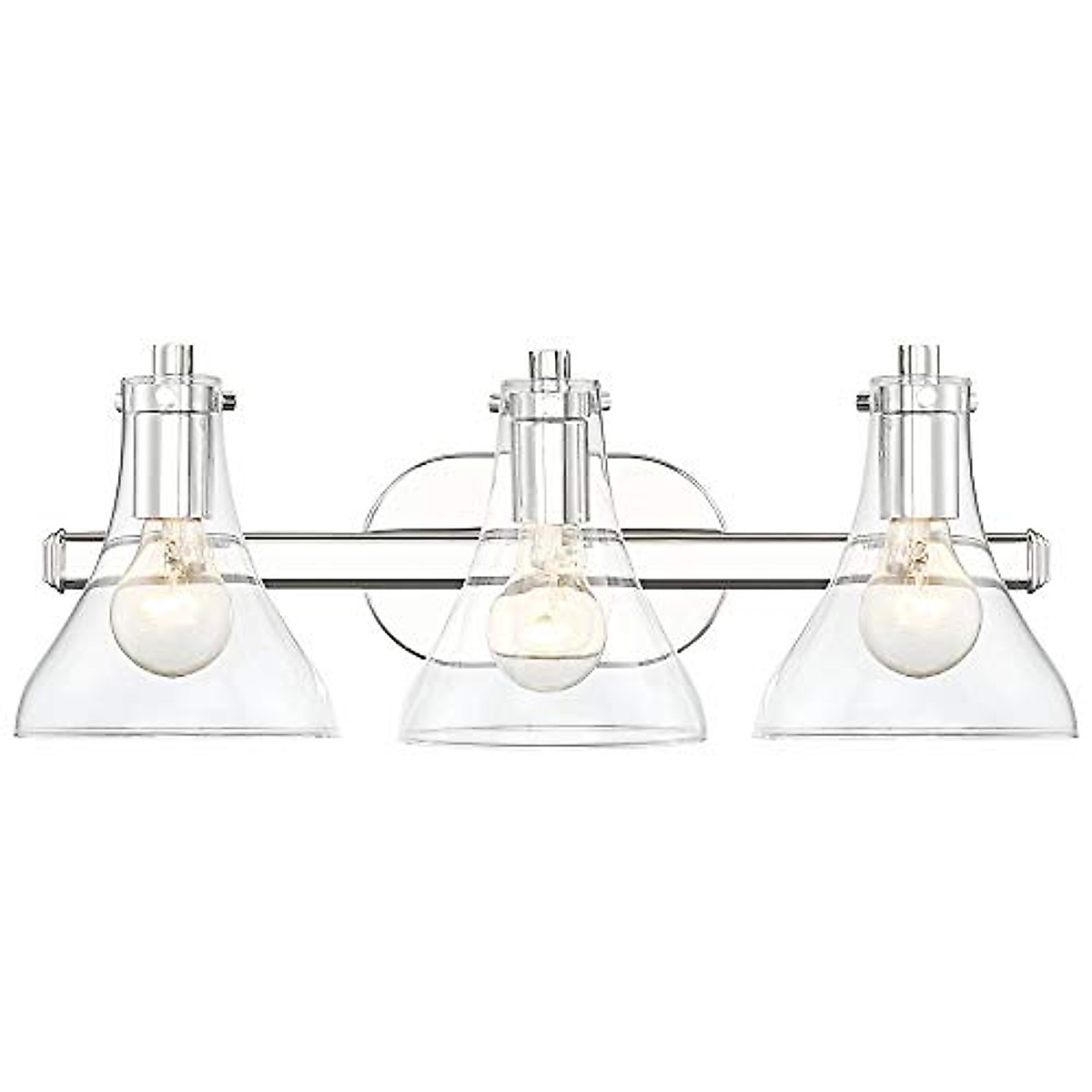 Possini Euro Design Sorren Industrial Modern Wall Light Polished Chrome Silver Hardwired 20 1/2" 3-Light Fixture Curving Clear Glass Shade for Bedroom Bedside Bathroom Vanity Living Room Hallway
