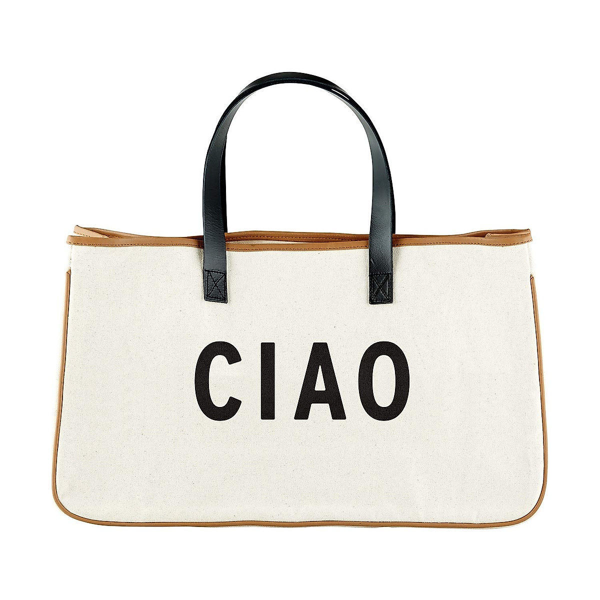 19" White Canvas Tote Bag with Ciao Design