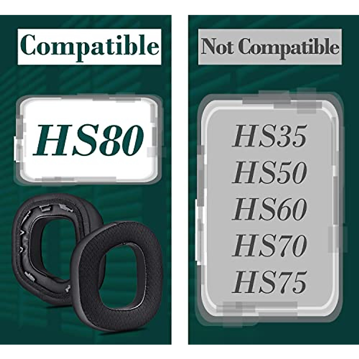 ZIXUANCUSHION HS80 Ear Pads Compatible with HS80 RGB Headset - HS80 Ear Cups/1.18 Inches Thick/Memory Foam Ear Cushions (Mesh/PU)