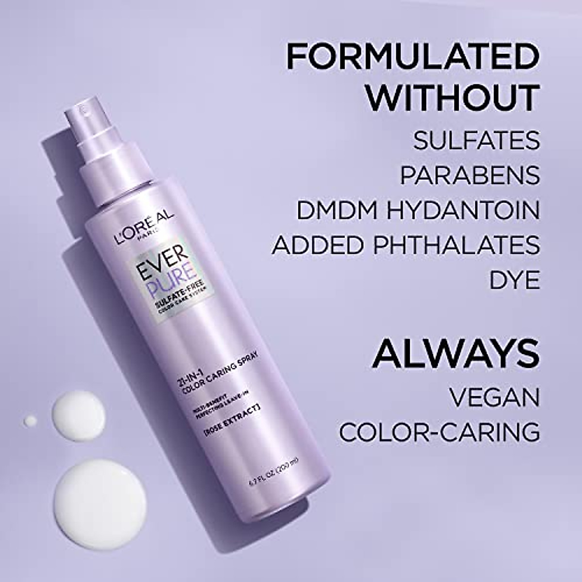 L’Oréal Paris Sulfate Free Moisture 21-in-1 Leave-In Conditioner for Dry Hair, EverPure, 6.8 fl oz (Packaging May Vary)