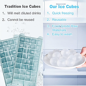 100 Pack Reusable Ice Cube for Drinks, Clear Round Shape Plastic ice Cubes Without Diluting BPA Free, Refreezable Ice Cubes for Coffee, Wine, Whiskey, Cocktails (Transparent)