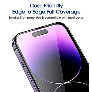 amFilm OneTouch Glass Screen Protector for iPhone 14 Pro 6.1 Inch 2022 with Camera Lens Protector, Easiest Installation, Dynamic Island Compatible, Bubble Free, Tempered Glass, 2+2 Pack