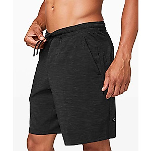 Lululemon Athletica Mens Pace Breaker Short Linerless (Heather Allover Deep Coal Black, M)