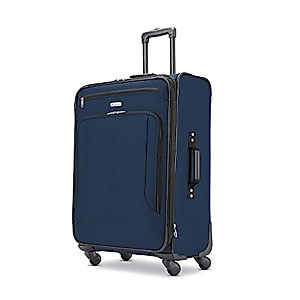 American Tourister Pop Max Softside Luggage with Spinner Wheels, Navy, 3-Piece Set (21/25/29)