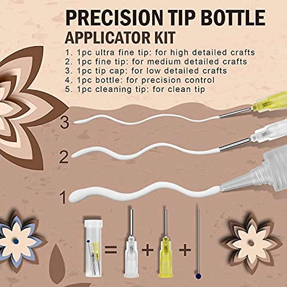 OBSEDE Craft Glue Dries Clear Art Adhesive 4fl oz/120ml with Fine Metal Tip Bottle Applicator Kit for DIY Crafts Glitter Paper Card Decoupage Scrapbooking