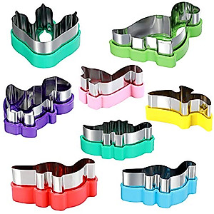 Dinosaur Cookie Cutters Set - Stainless Steel Shaped Cookie Candy Food Cutters Molds for DIY, Kitchen, Baking, Kids Dinosaur Theme Birthday Party Supplies Favors (8pack)
