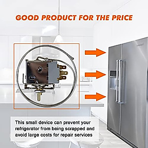 Refrigerator Thermostat WDF20-L Universal Refrigerator Cold Control Thermostat Replacement Part by AquaMonica,Replaces for Most Fridge or Mini Fridge Thermostat