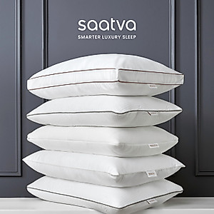 Saatva Latex Pillow - High Loft (6" - 7”) - Hypoallergenic Pillow with Shredded Latex Core - Breathable - Machine Washable Organic Cotton Cover - Queen (28"x16") 1 Pack
