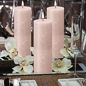 BOLSIUS 4 Pack Misty Pink Rustic Pillar Candles - 2.75 X 7.5 Inches - Premium European Quality - includes Natural Plant-Based Wax - Unscented Dripless Smokeless 85 Hour Party and Wedding Candles