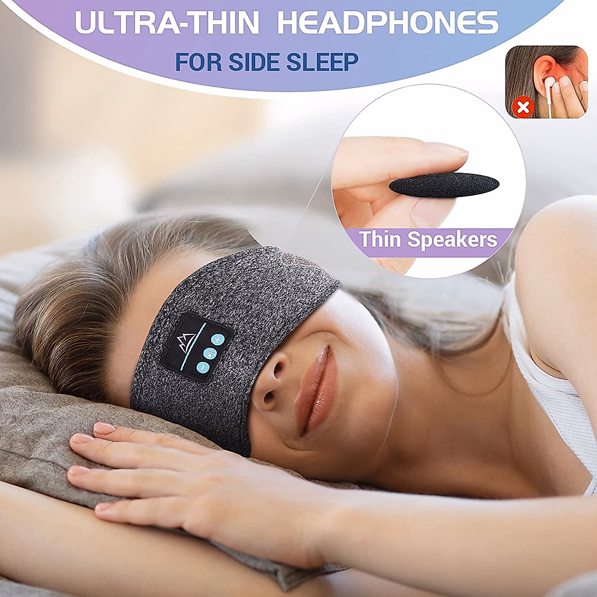 Sleep Headphones Wireless Bluetooth Headband - Comfy Sleeping Eye Mask Headset, Sport Head Band Earbuds Electronics Tech Gadgets Christmas Stocking Stuffers Birthday Gifts for Women Men Running