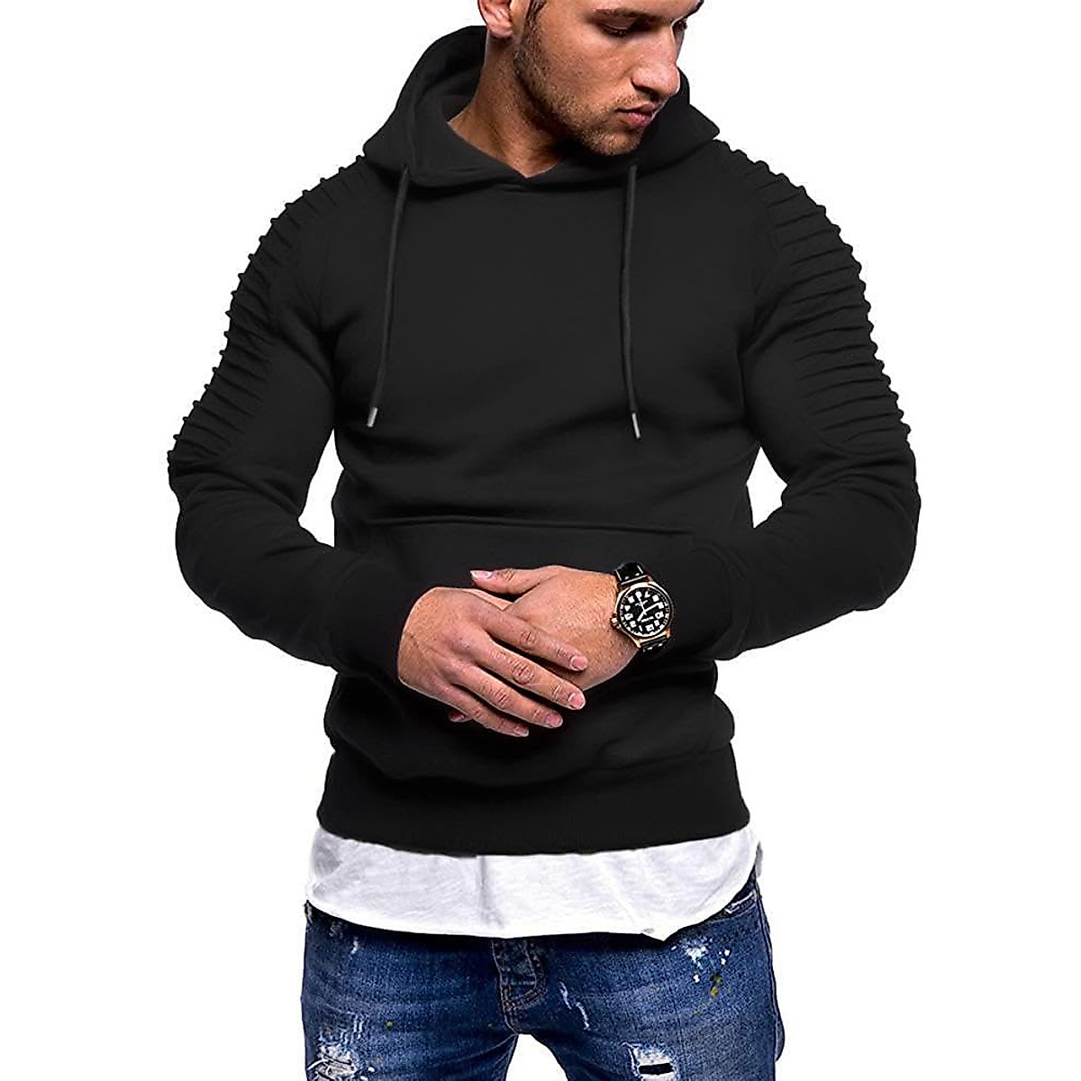 COOFANDY Men's Black Hoodies Sport Gym Hooded Active Athletic Pullover Casual Hooded