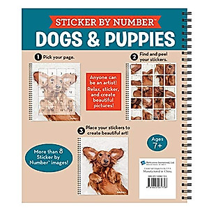 Brain Games - Sticker by Number: Dogs & Puppies (Easy - Square Stickers): Create Beautiful Art With Easy to Use Sticker Fun!