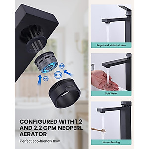 Vessel Sink Faucet Matte Black, ARCORA Single Handle Tall Bathroom Faucet, Single Hole Lavatory Vanity Mixer Bar Tap with Pop Up Drain and Faucet Supply Lines