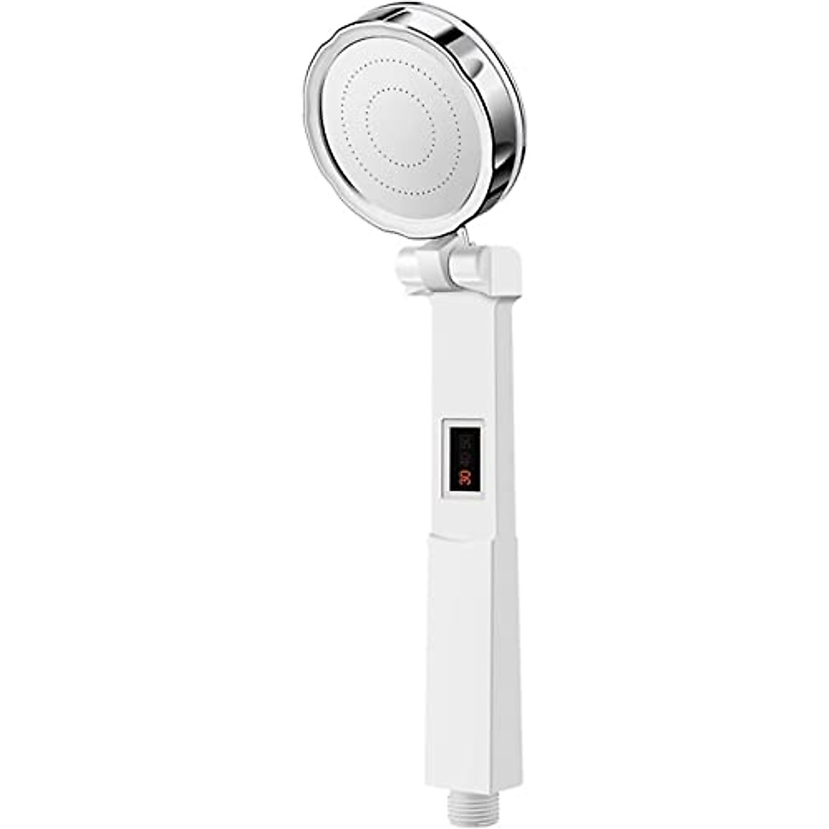 LED Digital Temperature Display High-Pressure Handheld Showerhead Water Temperature Control Water-Saving Filtration for Dry Hair and Skin Hassle-Free Installation (White)