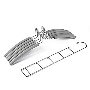 Amber Home 2 Pack Multi Layer 5 in 1 Metal Coat Sweater Shirt Hangers, Closet Storage Organizer Detachable Space Saving Anti Slip Heavy Duty Clothes Hangers Fixed Hook for Tops