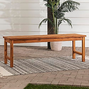 Walker Edison 3 Person Outdoor Patio Chevron Wood Dining Bench All Weather Backyard Conversation Garden Poolside Balcony, 53 Inch, Brown