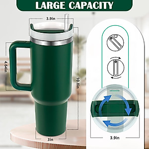 BELYQLY New Version 40oz Stainless Steel Vacuum Insulated Tumbler with Lid and Straw for Water, Smoothie and More, Iced Tea or Coffee (Christmas Green)