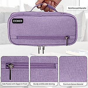 Pencil Case, Large Capacity Pencil Case for Kids Adults Teen, Handheld 3 Compartments Pencil Box Pouch Stationery Bag, Portable Office Stationery Makeup Bag School Supplies, Purple