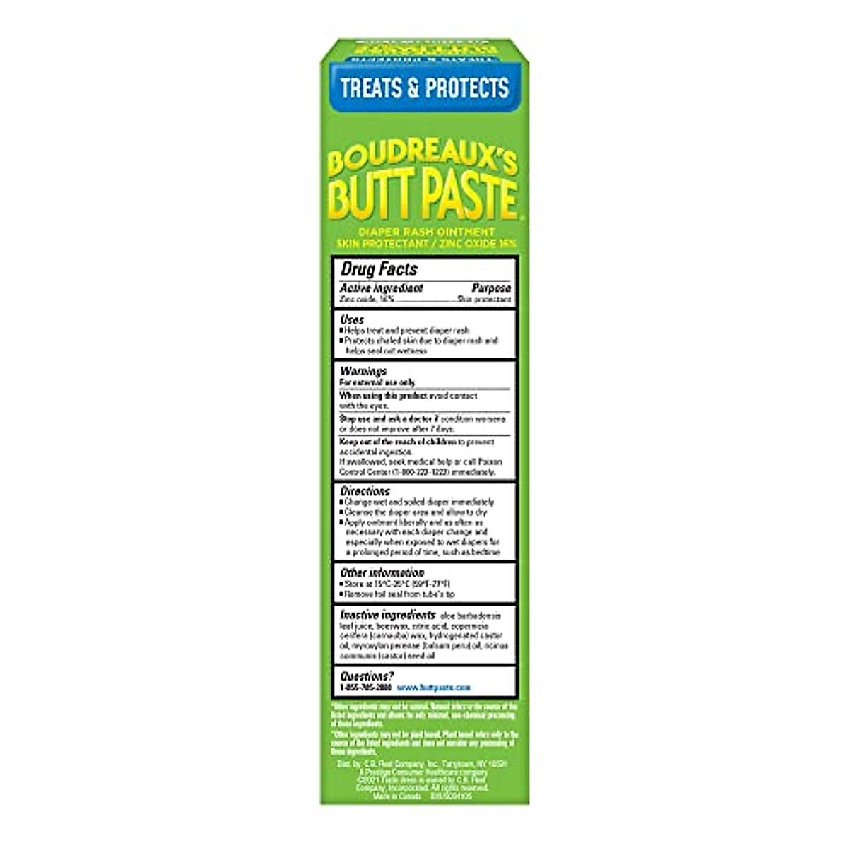 Boudreaux's Butt Paste with Natural* Aloe Diaper Rash Cream, Ointment for Baby, 4 oz Tube