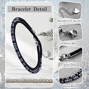 Btysun Morse Code Bracelets Gifts for Mom from Daughter Birthday Gifts for Daughter Secret Message Black Bead Retirement Graduation Birthday Jewelry