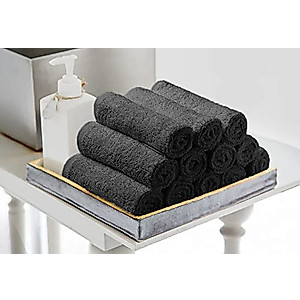 Avalon Towels Cotton Washcloths – (Pack of 24) Size 12x12 Inches Premium Ring Spun Cotton, Super Absorbent Soft Face Towels, Gym Towels, Hotel Spa Quality, Reusable Multipurpose Towels (Grey)