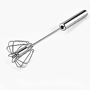 Stainless Steel Egg Whisk, Hand Push Rotary Whisk Blender, Versatile Milk Frother, Hand Push Mixer Stirrer for Blending, Whisking, Beating & Stirring (12in)