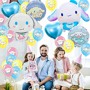 24Pcs Anime Balloon Kit Include 6 Aluminum Foil balloons, 18 Cartoon Latex Balloons Ideal for Kids Birthday Party, School Outdoor Activities, Indoor Room Outdoor Events Decor