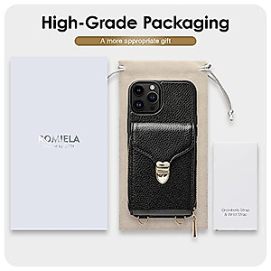 JLFCH ROMIELA Series iPhone 14 Pro Wallet Case, Crossbody Chain Strap Case Zipper Leather Purse RFID Blocking with Card Holder Lanyard Women Protective for Apple iPhone 14 Pro, 6.1 inch - Black