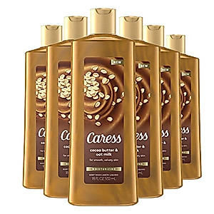 Caress Body Wash for Women, Cocoa Butter & Oat Milk, Shower Gel Moisturizing Body Wash Leaves Skin Feeling Instantly Moisturized, 18.6 oz, 6 Pack