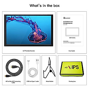ELECROW Mini Monitor 8 Inch Portable Monitor Small LCD Display 1280x800 USB Powered Screen Compatible with Raspberry Pi Laptop PC Jetson Nano Game Consoles (Not-Touchscreen)