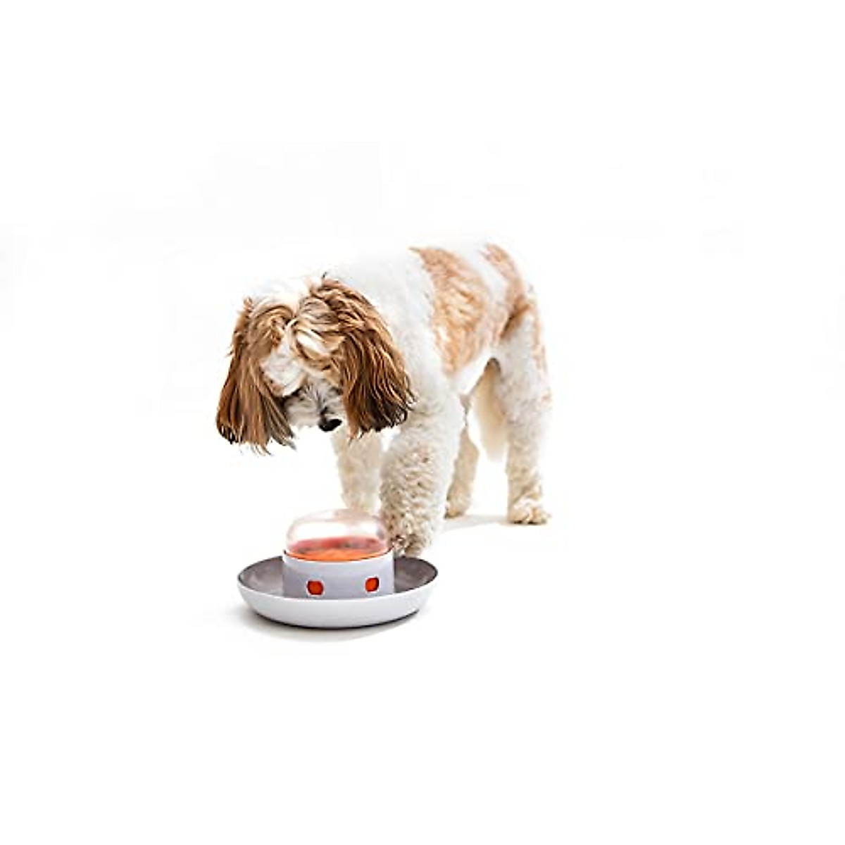 The UFO Interactive Push Button Food Treat Dispenser Bowl for Dogs & Cats for Fun Slow Feeding