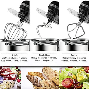 Aucma Stand Mixer,6.5-QT 660W 6-Speed Tilt-Head Food Mixer, Kitchen Electric Mixer with Dough Hook, Wire Whip & Beater (6.5QT, Black)