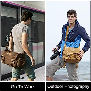 CADeN Camera Bag Case Canvas Compatible for Nikon, Canon, Sony DSLR/SLR Mirrorless Camera with Tripod Holder, Camera Shoulder Messenger Bag for Men/Women Brown