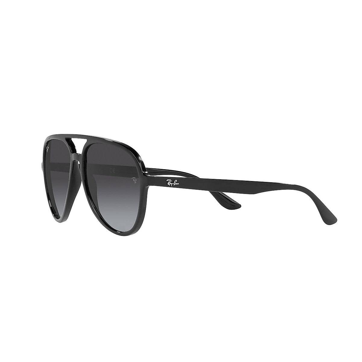 Ray-Ban RB4376F Low Bridge Fit Aviator Sunglasses, Black/Grey Gradient, 57 mm