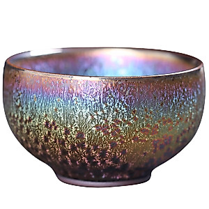 HAPPYDOG Colorful JianZhan Tenmoku Tea Cup Bowl Ancient Chinese Crafts Mug Designer Collection Ceremony Ancient Style HandWork Made (AA)