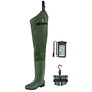 TIDEWE Hip Wader, Lightweight Hip Boot for Men and Women, 2-Ply PVC/Nylon Fishing Hip Wader Green Size 11
