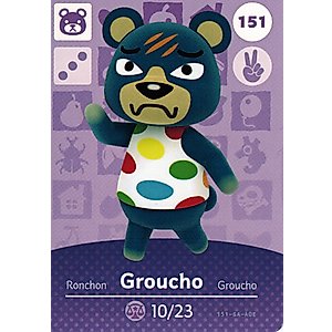 Nintendo Animal Crossing Happy Home Designer Amiibo Card Groucho 151/200 USA Version