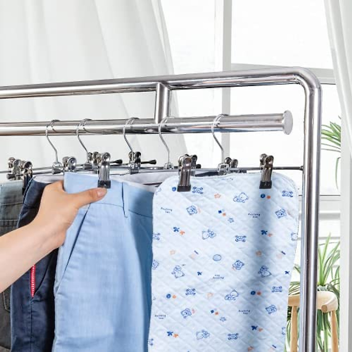 Pants Hangers with Clips 40 Pack Skirt Hanger Space Saving Metal Clip Hanger for Jeans Skirt Slack Hangers (40 PCS)