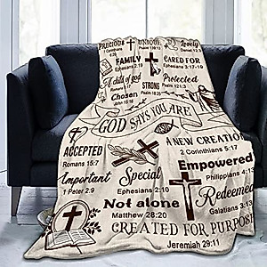AJIIUSV Christian Gifts for Men Women, Christian Blanket Fathers Day Blankets for Dad Grandpa Uncle Gifts Birthday Gifts for Women Men Religious Gifts Blanket Bible Verse Inspirational Gifts 50"x60"