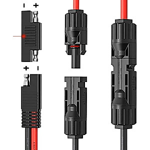 Solar Panel Connector Cable, Dafensoy 10AWG SAE to Male & Female Solar Panel Connector Adapter with SAE Polarity Reverse Adapter for RV Solar Panel DC Power Battery Charger 2Ft/60cm