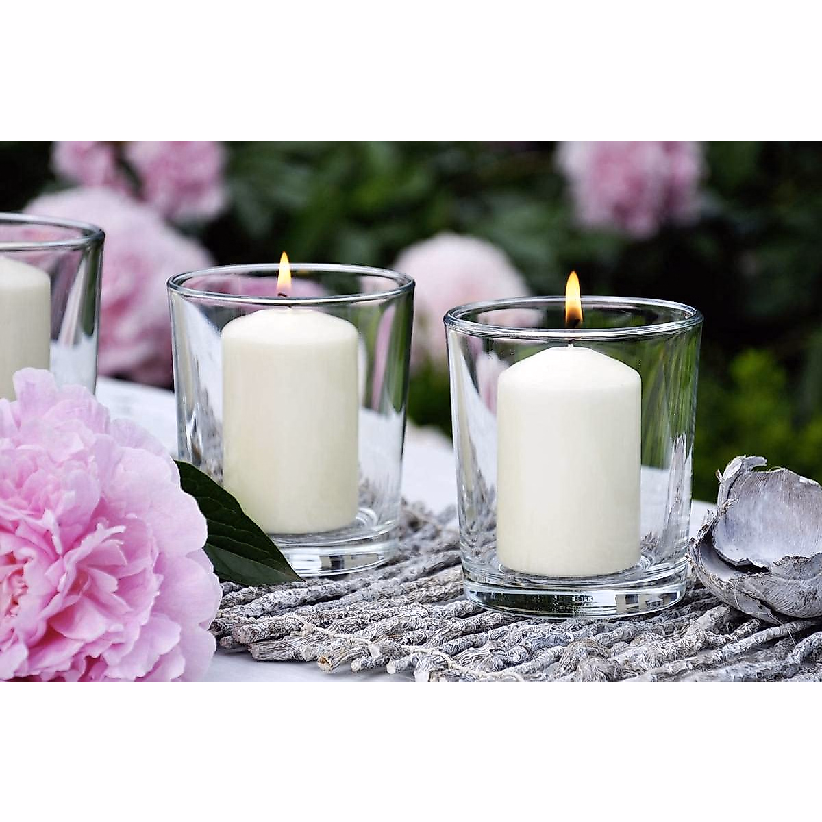 Müller Small Pillar Candle - Pack of 24 Unscented White Candles - 1.89 x 3.54 Inch - 16 Hours Burn Time Candles for Decoration - No Drip Wax - Smokeless Wick - RAL Quality - Made in Germany