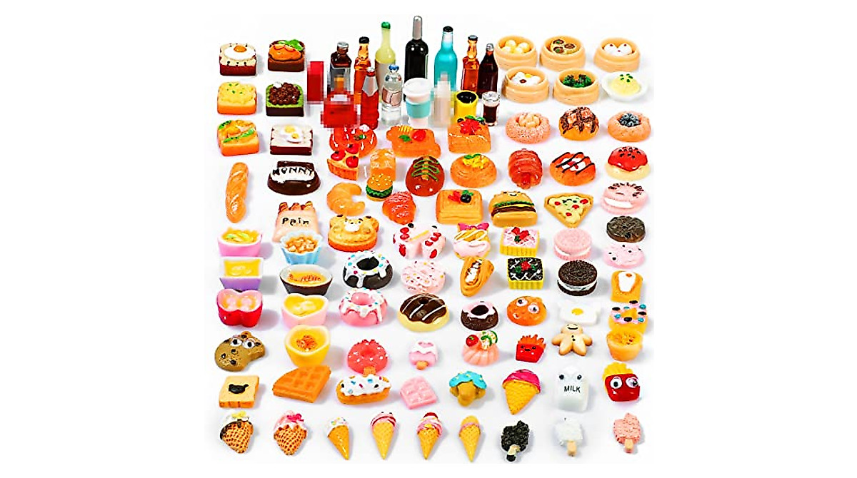 Skylety 100 Miniature Food Toys for Doll Kitchen Play