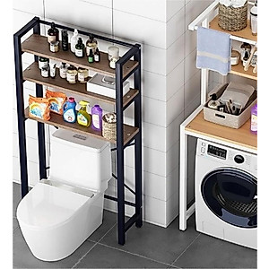 HOLMZCED 3 Tier Over The Washer and Dryer Storage Shelf, Freestanding Rack Shelf with Adjustable Feet Bathroom Storage Rack Wooden Laundry Shelf Organizer Oak for Bathroom Laundry Room Kitchen