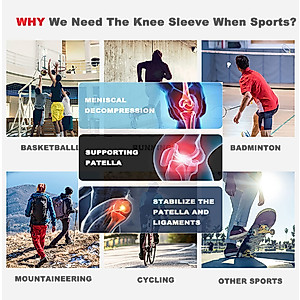 SVDpirit Professional Knee Brace Compression Sleeves(1pc) Full Leg Sleeves For Men Women Patella Gel Pads & Side Stabilizers 1007