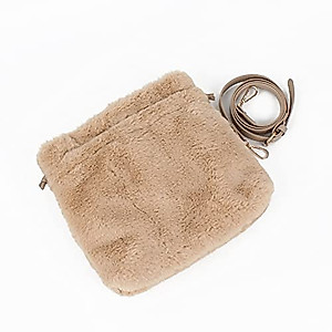 Heidi Women Faux Fur Bucket Shoulder Bag Drawstring Crossbody Bag Satchel Purse