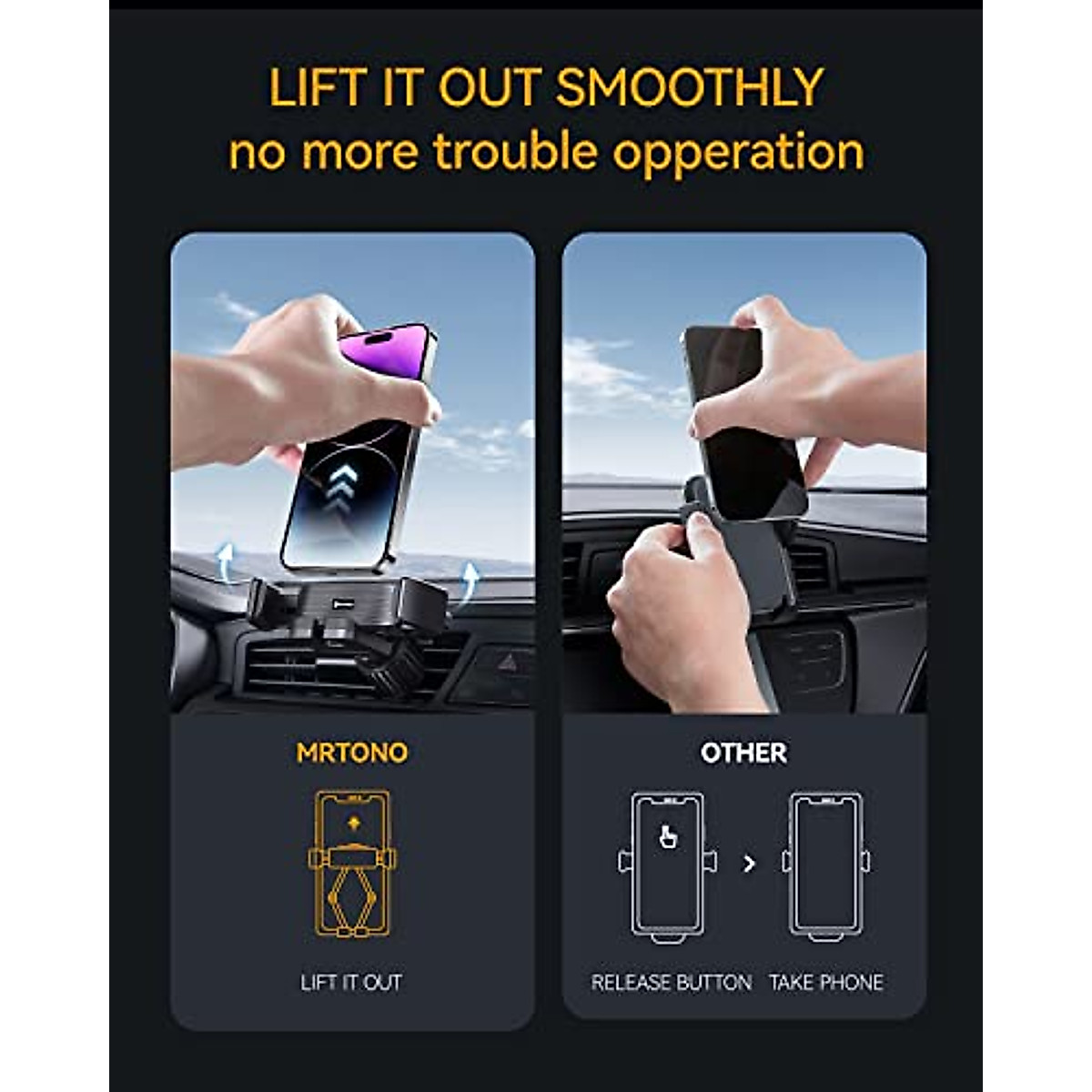 Phone Mount for Car Holder Gravity Phone Holder Car Mount for Car Dashboard Air Vent 2 in 1 Clip Auto Lock Car Cell Phone Holder Mount for Car Compatible for iPhone 14 Pro Max & All Phones